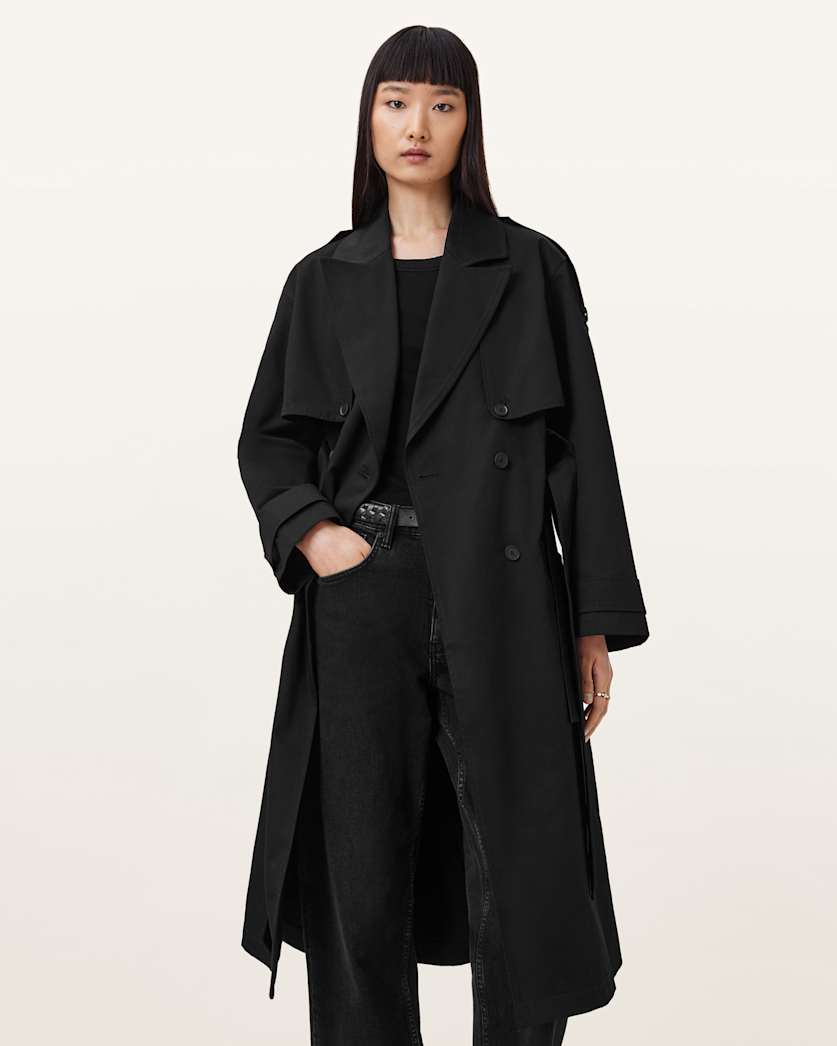 Cadence Relaxed Fit Trench Coat Black | ALLSAINTS US